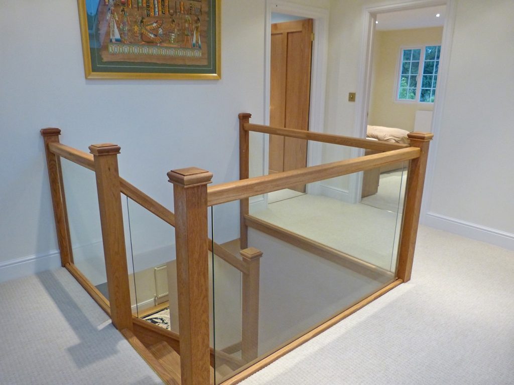 Oak and Embedded Glass Staircase